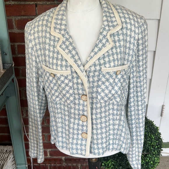 new york style | Jackets & Coats | Vintage Light Blue Houndstooth ...